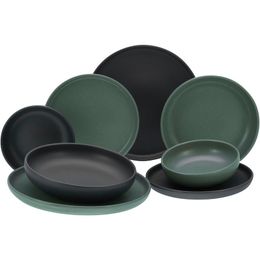 Creatable Tafelservice »Uno« seidenmatte Glasur Grün-Schwarz