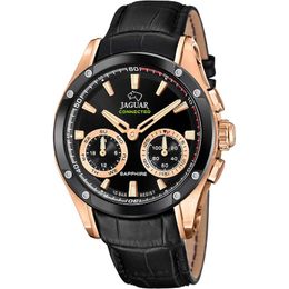 Jaguar Chronograph »Connected Special Edition« Armbanduhr, Quarzuhr, Herrenuhr, Saphirglas, Stoppfunktion schwarz-roségoldfarben Edel wirkender...