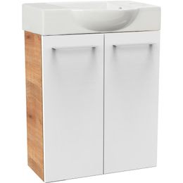 Fackelmann Waschtisch &raquo;SBC&laquo; Set, bestehend aus Becken und Unterbau, Breite ca. 55 cm braun Holzwerkstoff, Keramik