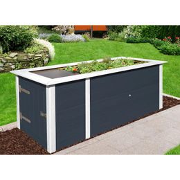 Weka Hochbeet BxTxH: 205x80x81 cm, mit Anbauschrank grau Massivholz