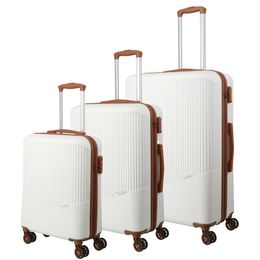 Travelite Trolleyset »BALI 4w L/M/S« Kofferset Reisegepäck Reisekoffer Hartschallenkoffer TSA Schloss weiß/cognac