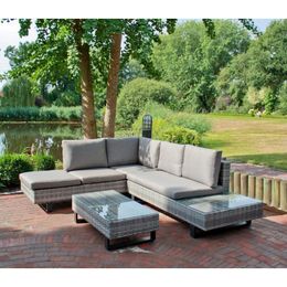 Garden Pleasure Gartenlounge-Set », Lounge-Eckgruppe »CADIZ«« 3 Stk. tlg. 2 Sofas, Tisch LxB: 110x55 cm grau natur, schwarz + Bezug: 100% Polyester