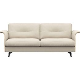 FLEXLUX 2, 5-Sitzer »Glow Sofa, Couch, « Premium-Sitz: Kaltschaum & Federkern, Arml. Walnuss, Fuß schwarz Warm White