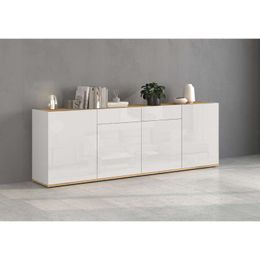 Inosign Sideboard »GARDA Sideboard, Kommode, Schrank, Kredenz Grifflos mit Push to Open« 1 Stk. tlg. 4 Türen, 2 Schubladen, grifflos Breite 200 cm...