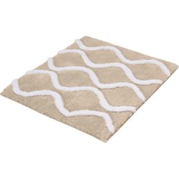 Kleine Wolke Badematte »Piana« Höhe 23 mm rutschhemmend beschichtet fußbodenheizungsgeeignet Badteppich, modernes Wellen 3D-Design sandbeige...