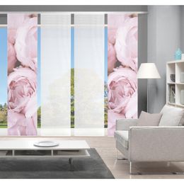 Vision S Schiebegardine »ROSANA 4er SET« Paneelwagen 4 Stk. tlg. Bambus-Optik, Digital bedruckt rosé Obermaterial: 100% Polyester 260 cm