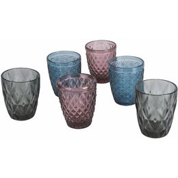 VILLA D'ESTE Gläser-Set »Blend« Wassergläser-Set, 6-teilig, Inhalt 310 ml blau/rosa/grau