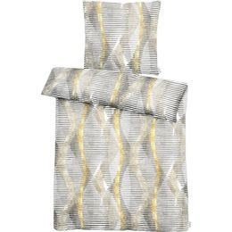 Apelt Bettwäsche »Mika« 2 Stk. tlg. grafisches All-over Motiv in wohnlichen Non-Colours grau/goldfarben Obermaterial: 100% Baumwolle B/L: 135 cm x...