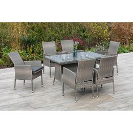 Merxx Garten-Essgruppe »Sevilla« 7 Stk. tlg. 6 Sessel mit Siztkissen, Tisch, steinbeige steinbeige +