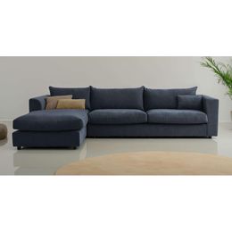 LeGer Home by Lena Gercke Ecksofa »Avelina« Breite 297 cm, in Cord- und Chenille- Stoff, Rückenkissen mit Federn dark blue 100% Polyester