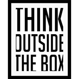 queence Bild »Think outside« Motivationsbilder Schriftzug Schwarz-Weiß Sprüche & Texte HD Premium Poster-Druck inkl. Holzrahmen Farbe Rahmen:...