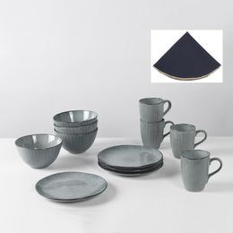 Broste Copenhagen Frühstücks-Geschirrset »Nordic Sea, inklusive Serviette Wilhemina« Beliebte Geschirr Sets Exclusiv mit Geschenk Soft Blue 0