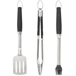 Wenko Grillbesteck-Set &raquo;BBQ&laquo; aus rostfreiem Edelstahl und TPR-Kunststoff (3er-Set) silberfarben/schwarz