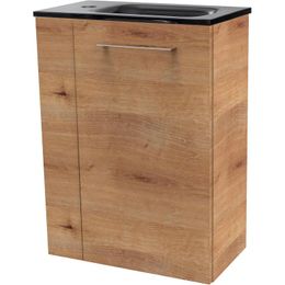 Fackelmann Waschtisch &raquo;SBC&laquo; Set, 2 tlg. bestehend aus Becken und Unterbau, Breite ca. 45 cm Braun + Braun/Ast-Eiche Optik