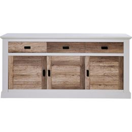 Jahnke Sideboard »HAMPTON SB 160« 1 Stk. tlg. Sideboard, Landhausstil, 3 Schubladen und 3 Türen, Breite ca. 160 cm canyon eiche/ weiß struktur