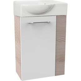 Fackelmann Waschtisch &raquo;SBC&laquo; Set, 2 tlg. bestehend aus Becken und Unterbau, Breite ca. 45 cm Braun/Wei&szlig; + Hellbraun/Alaska-Esche-Optik