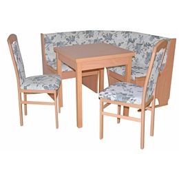HOFMANN LIVING AND MORE Eckbankgruppe Spar-Set, 4tlg. Set, 4 Stk. tlg. Eckbank mit Stauraum unter den Sitzflächen creme/grau + creme/grau +...