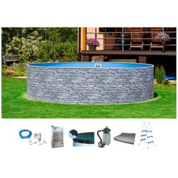 my POOL BWT Rundpool &raquo;STONE 2&laquo; Steindekor, in verschiedenen Farben grau