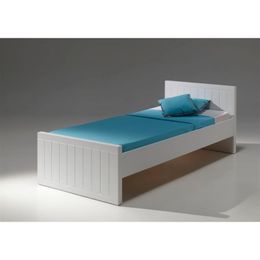 Vipack Einzelbett »Robin, Liegefläche 90/200 cm, MDF weiß lackiert, gradliniges Desin« B/H/T ca. 210x76, 5x95cm, ohne Lattenrost, Kopf-/Fußteil 58...