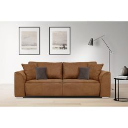 Inosign 3-Sitzer »BEATRICE auch als Schlafsofa mit Bettkasten, B/T/H 250/107/92 cm« wahlweise mit Bettfunktion, incl. 2 Zierkissen, Wellenfederung...