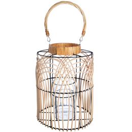 Gilde Windlicht &raquo;Kerzenhalter Rasta, H&ouml;he ca. 33 cm&laquo; 1-flammig, Laterne aus Metall und Glas naturfarben
