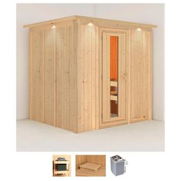 Karibu Sauna »Sodin« Set, 9 KW-Ofen mit integrierter Steuerung naturbelassen
