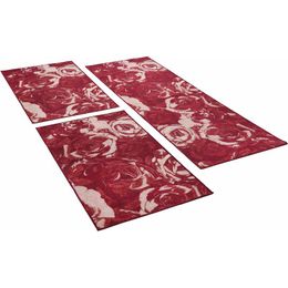 Theko Bettumrandung »Flomi Rose« Höhe 4 mm 3 Stk. tlg. Bettvorleger, Läufer-Set für das Schlafzimmer, gewebt, Rosen Motiv rot Obermaterial: 63%...
