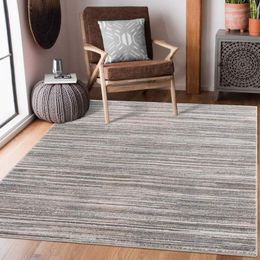 Carpet City Teppich »Moda« rechteckig 11 mm Höhe Kurzflor, Streifen-Muster, Weicher Flor beige Obermaterial: 100% Polypropylen B : 120 cm 1 Stk.