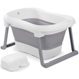 hauck Babybadewanne »Wash N Fold L, White/Stone« Höhe 44 cm Standbeine wärmeempfindlicher Ablaufstopfen zusammenfaltbar Faltbadewanne mit...