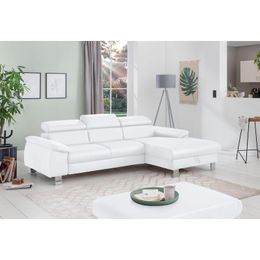 COTTA Ecksofa &raquo;Komaris L-Form, B: 244 cm&laquo; mit Kopfteilverstellung, optional Bettfunktion, Bettkasten & Licht wei&szlig; Microfaser PRIMABELLE (100% 