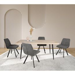 Duo Collection Essgruppe »Esszimmergruppe Tailin & Elli« Set, 5-tlg., 5 Stk. tlg. Baumkantentisch, massives Metallgestell, bis 100 kg belastbar...