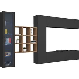 Inosign Wohnwand »Maruska« 1 Stk. tlg. anthrazit/anthrazit Set besteht aus 1 Vitrine, 1 Lowboard, 1 Highboard und 2 Wandregalen