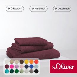 s.Oliver Handtuch Set »Premium Qualität, 600 gr/m², « Set 3 Stk. Walkfrottier 1 Gästetuch 30x50 cm, 1 Handtuch 50x100 cm, 1 Duschtuch 70x140 cm...