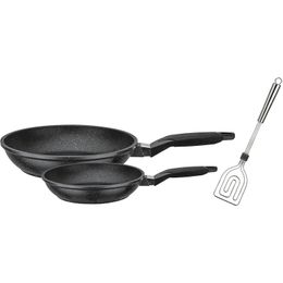 GSW Pfannen-Set »Titanium Granit« Aluminiumguss Set, je 1 Pfanne Ø 20/28cm, 1x SCALA Alleswender, 3 Stk. tlg. kratzfeste TITAN...