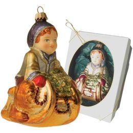 Christbaumschmuck &raquo;Junge auf Schlitten, Weihnachtsdeko, Christbaumschmuck&laquo; mundgeblasen bunt Glas