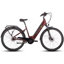 SAXONETTE &raquo;Deluxe Plus&laquo; 7 Gang Shimano Nexus Schaltwerk Nabenschaltung Mittelmotor 250 W Pedelec, Elektrofahrrad f&uuml;r Damen u. Herren bordeaux+schwarz
