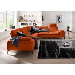 W.Schillig Ecksofa &raquo;valentinoo, Designsofa, elegant und bequem, L-Form&laquo; mit Sitztiefenverstellung, Breite 318 cm orange Longlife Xtra-Leder Z73: 
