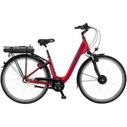 FISCHER BIKE FISCHER FAHRRAD »CITA 1.0 317« 3 Gang Nabenschaltung Frontmotor Pedelec, Elektrofahrrad für Damen u. Herren rot glänzend+mattschwarz