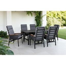 Konifera Garten-Essgruppe »Edessa Komfort« Set, 6x Stuhl mit Rückenverstellung, 1x Tisch 180x97x74 cm, inkl. Auflagen, 13 Stk. tlg. Tischplatte aus...