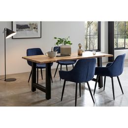 Salesfever Essgruppe &raquo;Stilvolle Essgruppe&laquo; Set, 5 Stk. tlg. 5-teiliges Set aus ge&ouml;ltem, gewachstem Massivholz blau Massivholz, Metall, Polyester