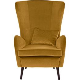 Home Affaire Sessel &raquo;Sallito, TV-Sessel, Ohrensessel mit&laquo; Hocker, in vielen Bezugsqualit&auml;ten, auch in Samtcord gold Struktur Hahnentritt (67% 