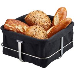 Gefu Brotkorb &raquo;BRUNCH eckig&laquo; Edelstahl Rahmen, Baumwolleeinsatz, 1 Stk. tlg. perfekt f&uuml;r Brot & Br&ouml;tchen Schwarz