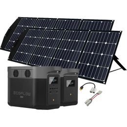 EcoFlow Solaranlage &raquo;Delta Max 1600 + 2 x 180W FSP-2 Offgridtec Faltbares Solarmodul&laquo; mit Delta Max Erweiterungsakku 2016Wh, Plug and play schwarz...