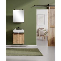 Welltime Badezimmer-Set &raquo; M&ouml;bel, Carlton Unterbecken-Set 2teilig, 60 cm, gestreift&laquo; 2 Stk. tlg. schwarz Spanplatte
