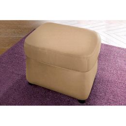 DOMO collection Hocker &raquo;Flores&laquo; beige NaturLEDER (echtes Rindsleder) in Sitz und R&uuml;cken. Korpus in passendem Kunstleder SOFTLUX bezogen;Microfaser 