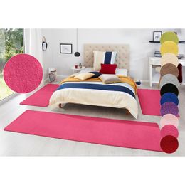 Hanse Home Bettumrandung »Fancy« Höhe 7 mm 3 Stk. tlg. Unifarben, Bettvorleger, 3-teiliges Läufer-Set fürs Schlafzimmer pink Obermaterial: 100%...