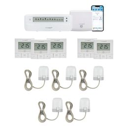 homematic IP Smart-Home-Zubeh&ouml;r &raquo;Starter Bundle Fu&szlig;bodenheizung&laquo; Smart Home Fu&szlig;bodenheizung f&uuml;r 5 R&auml;ume mit WTH-B wei&szlig; Leuchtendes homematic IP Symbol