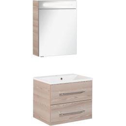 Fackelmann Waschtisch &raquo;Waschplatz-Set B.Clever&laquo; 3 tlg. 3-teilig Korpus und Fronten Optik Alaska Esche + Optik Alaska Esche