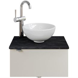 SAPHIR Waschtisch »Serie 6915 Waschschale mit Unterschrank für Gästebad, Gäste WC« Keramik-Aufsatzbecken, Waschtischplatte, Waschtischunterschrank,...