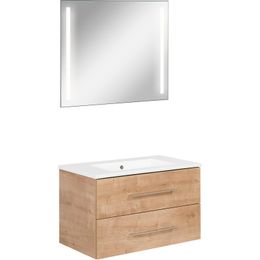 Fackelmann Waschtisch &raquo;Waschplatz-Set B.Perfekt&laquo; 3 tlg. 3-teilig Korpus und Fronten Optik Asteiche + Optik Asteiche